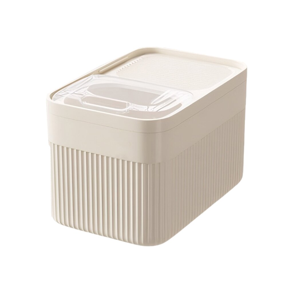 Ведро для хранения кошачьего корма Герметичный контейнер для хранения корма для домашних животных-кремово-белый [около 10-13 кг корма для кошек и собак] бесплатный мерный стаканчик * 1