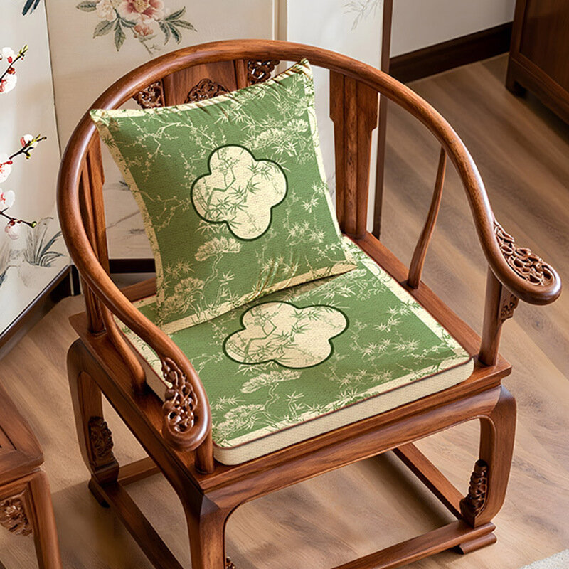 Новая подушка для стула из хлопка и льна в китайском стиле, специальный поролон для стула Тайши, нескользящая дышащая подушка для сидения, национальный стиль для чайной комнаты и кабинета, красная деревянная подушка для стула