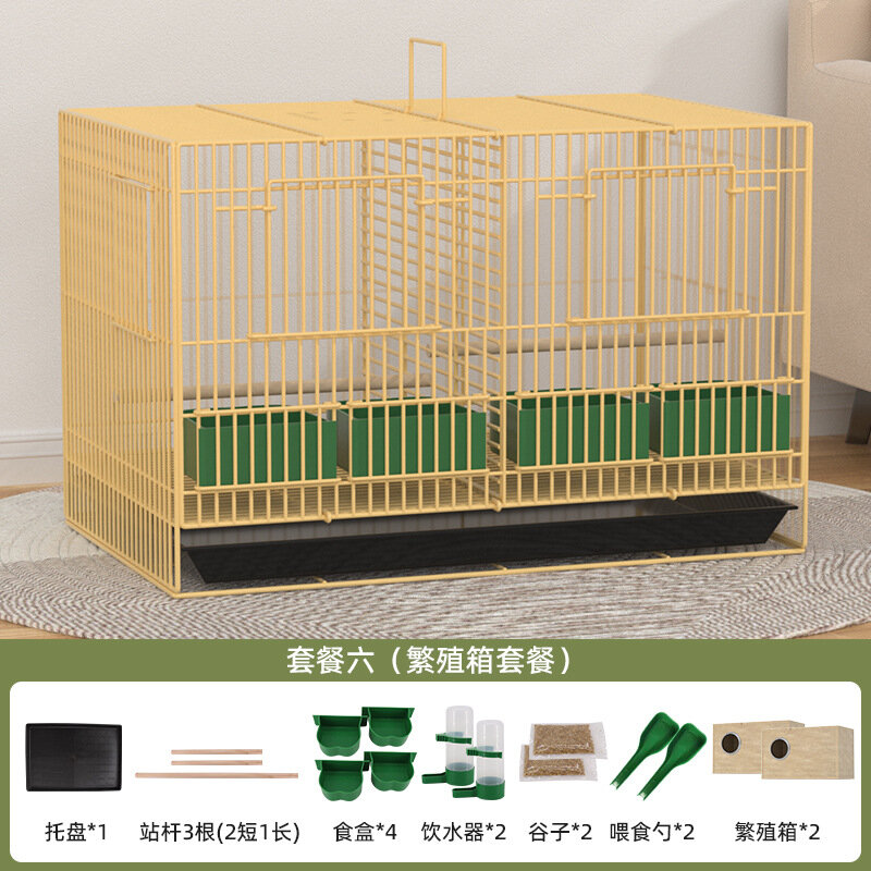 Большая клетка для птиц для домашнего использования, для попугаев, волнистых попугаев, корелл, неразлучников, с перегородкой, двойной ящик для разведения, птичье гнездо