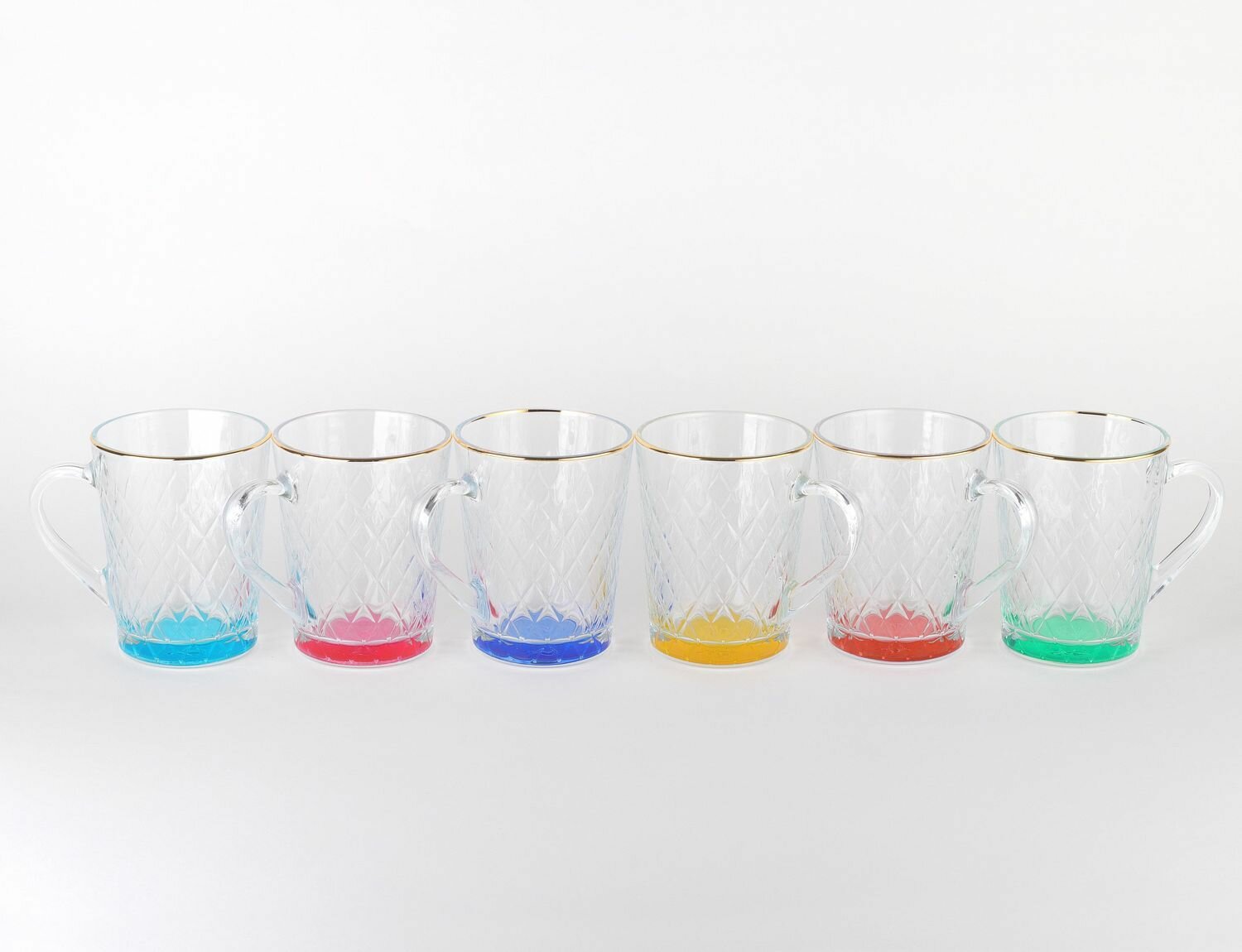 Набор 6 кружек 250мл/d8см h10см / Радуга/дно+А1 (шт.)