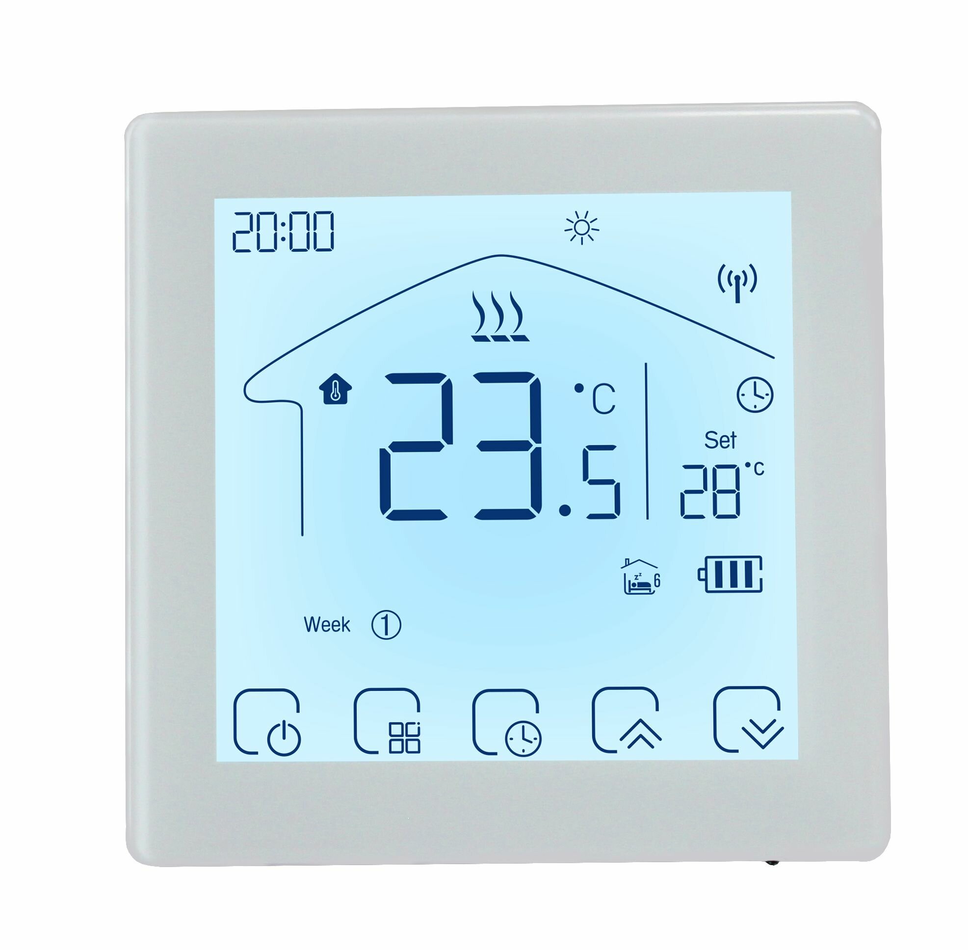 Kiptover KTW Комнатный термостат беспроводной, с аккумулятором, 3А, сухой контакт, для котла, Wi-Fi, Белый