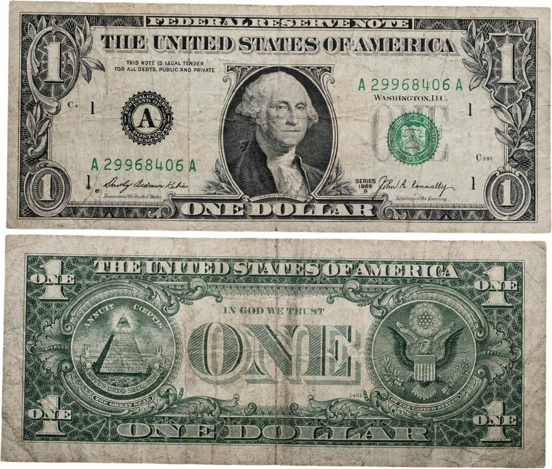 США 1 доллар 1969B года Pick 349c А-Бостон