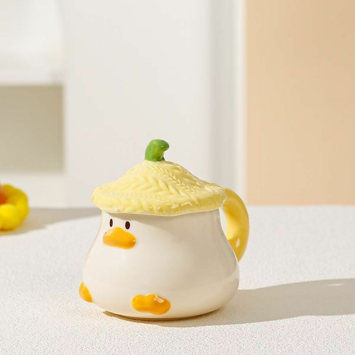 Ручная роспись, кружка с мультяшным маленьким уткой, подглазурная раскраска, милая чашка для воды, кофейная чашка, домашняя керамическая чашка, чашка для завтрака