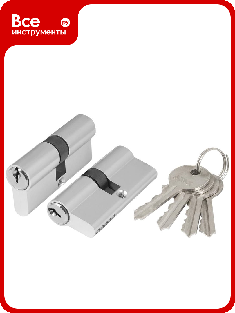 Цилиндровый механизм AJAX (AX100/60) AX1000Key60 (25+10+25)/HD CP хром 4Key 44835