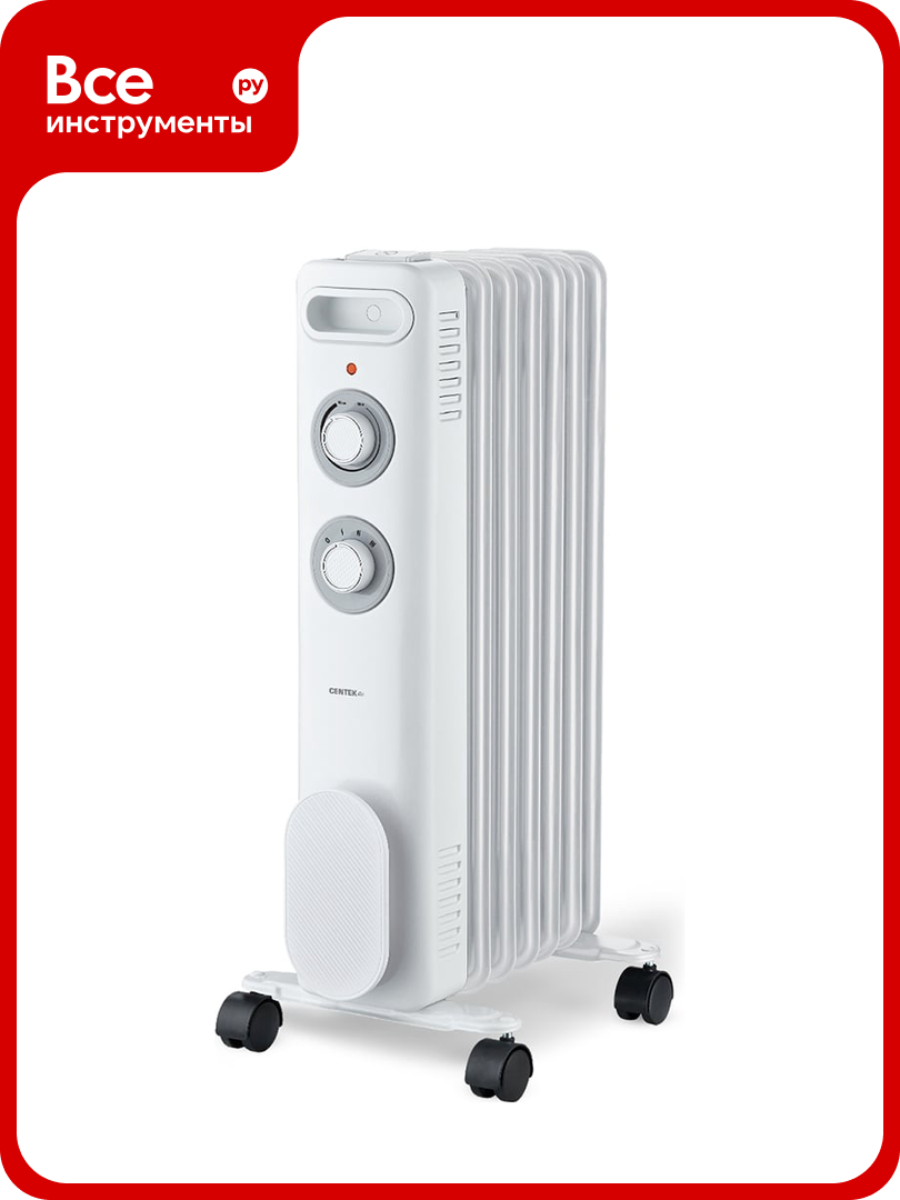 Масляный обогреватель Centek CT-6230-7 (белый) 7 секций (20м) 1500Вт, 3 режима защита от перегрева CT-6230-7 WHITE