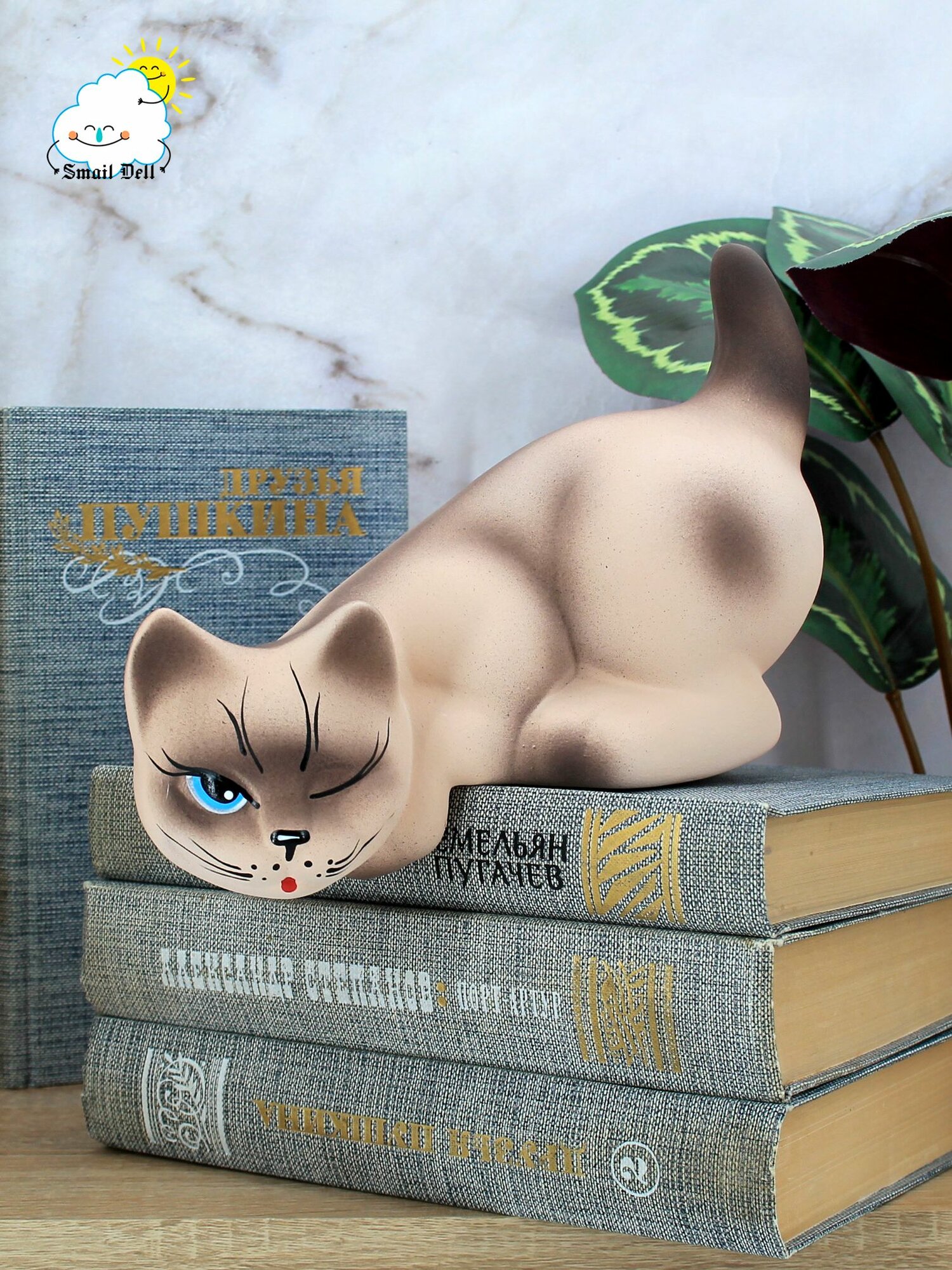 Статуэтка фигурка свисающая Кот Шалун , 20 см , керамика , цвет бежевый