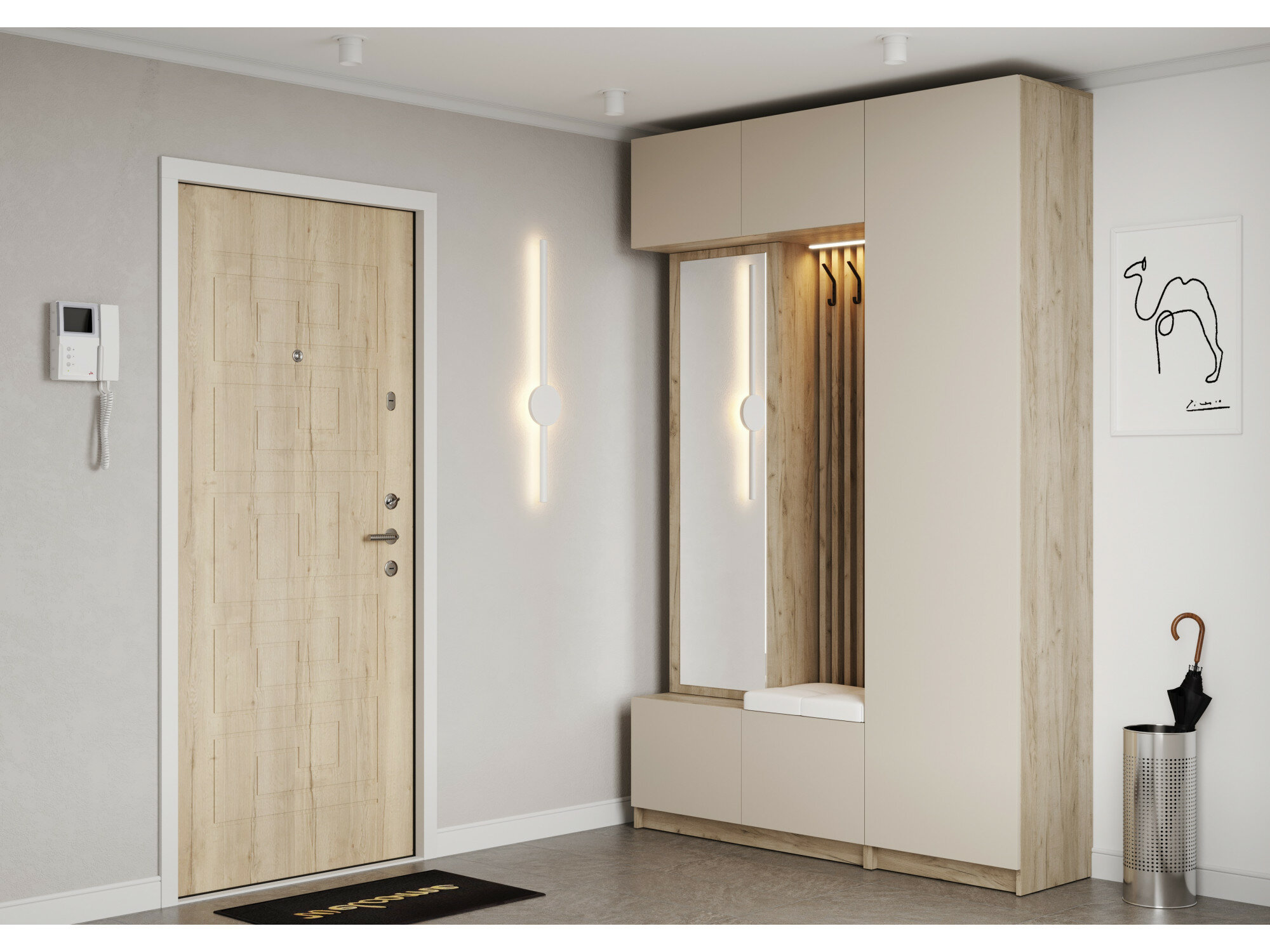 Модульная прихожая ЛДСП с пеналом, 155x41,4x236