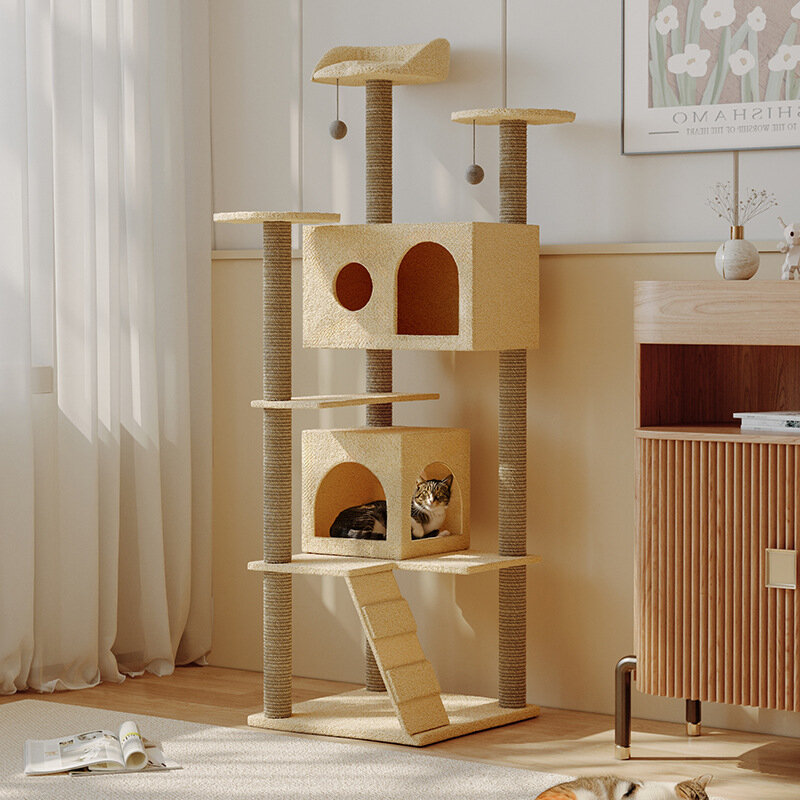 Кошачий лазательный комплекс, кошачий домик, дерево, интегрированная полка для кошек, большая вилла для кошек Мейн-кун и Рэгдолл, игрушка с колоннами, лазательный комплекс для кошек