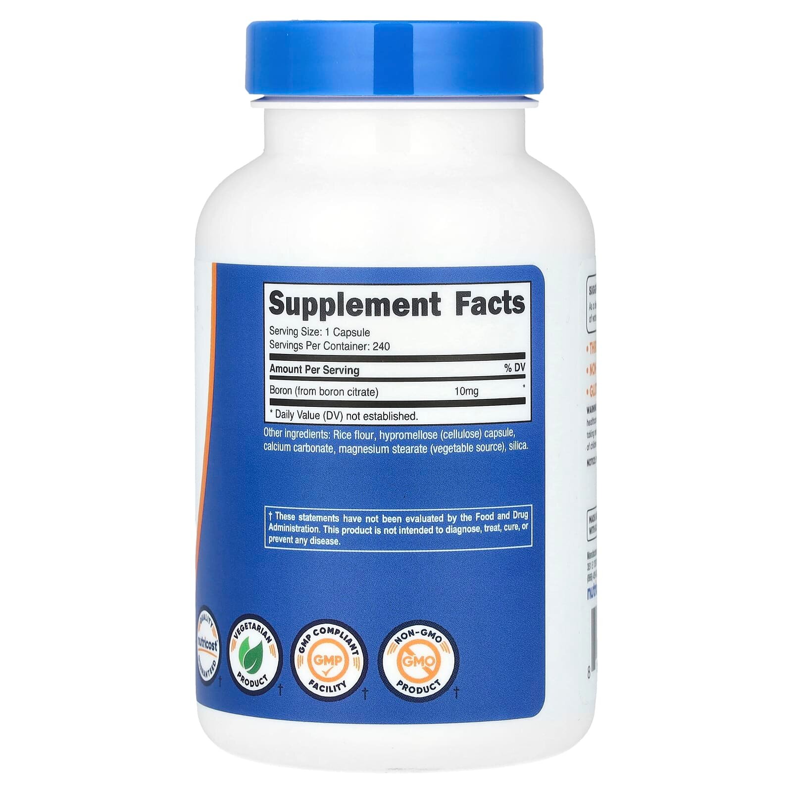 Бор Nutricost 10мг, для здоровья костей, волос, кожи, 240капсул — фото 1