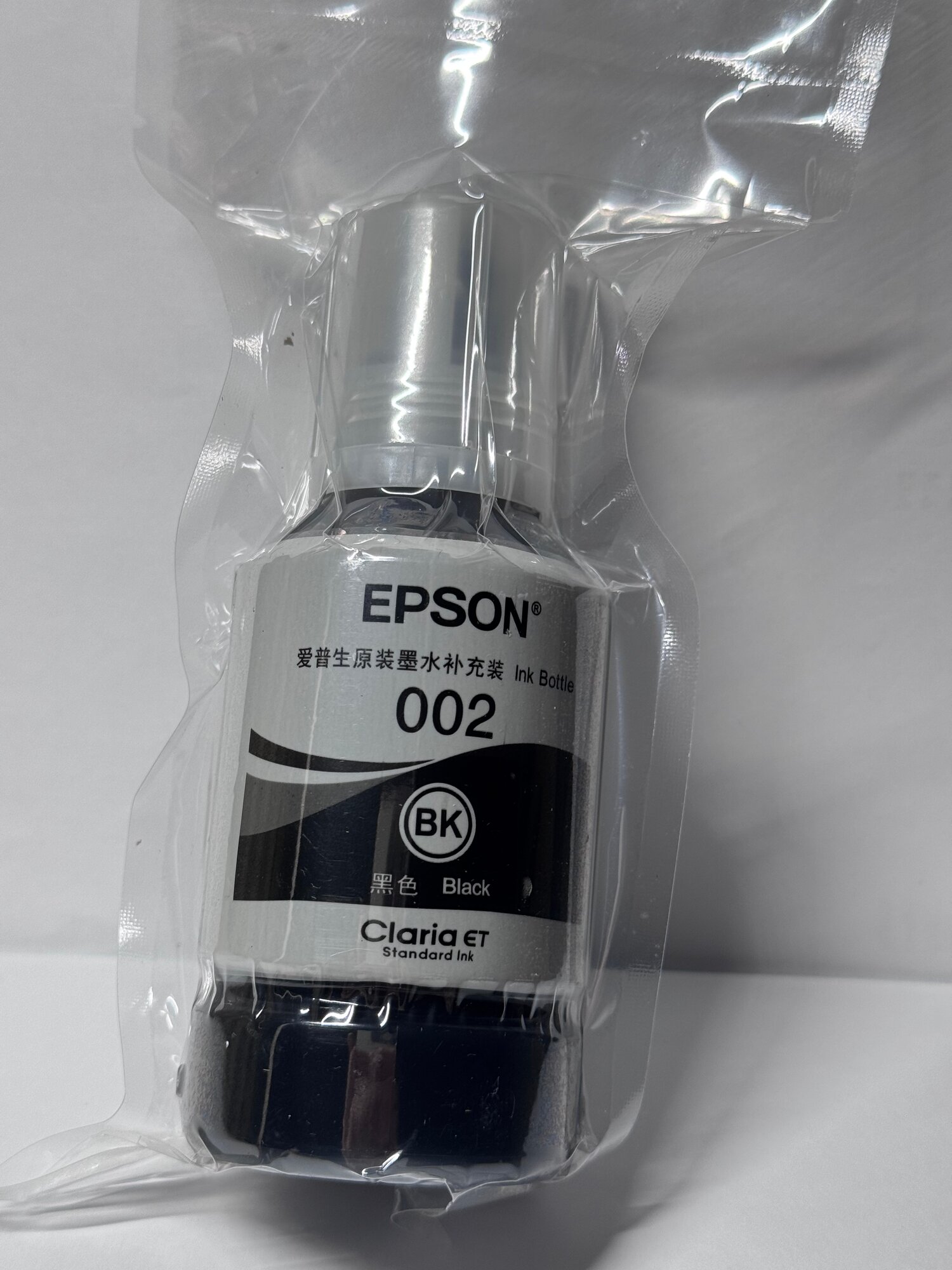 Чернила Epson 002, для струйных принтеров, чёрный цвет, black