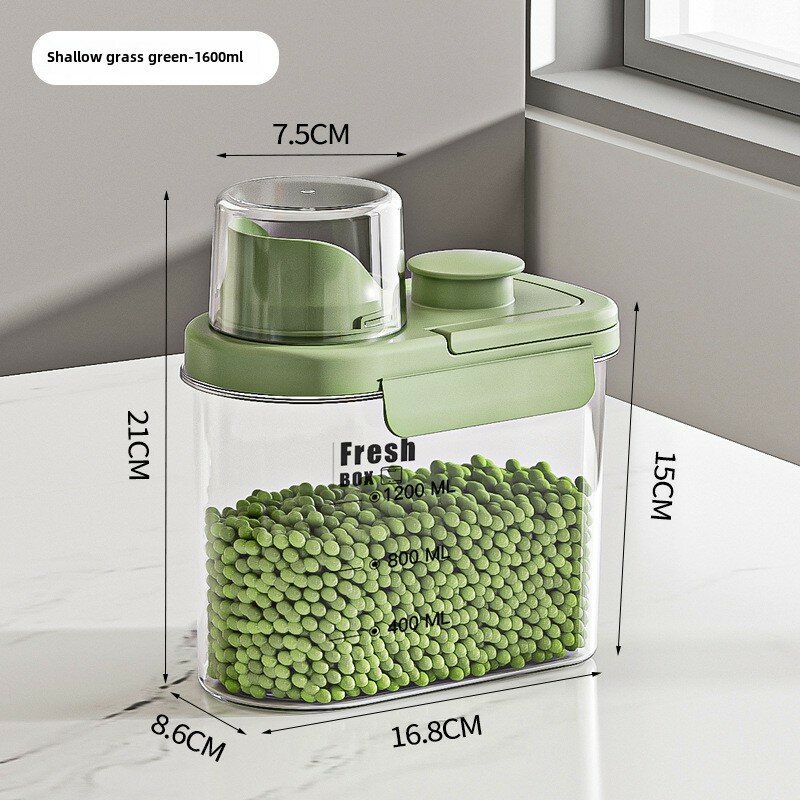 Безопасный контейнер для хранения круп малого размера, зеленый, герметичный, переносной, против насекомых и влаги, для домашней кухни, емкий контейнер для хранения риса и круп