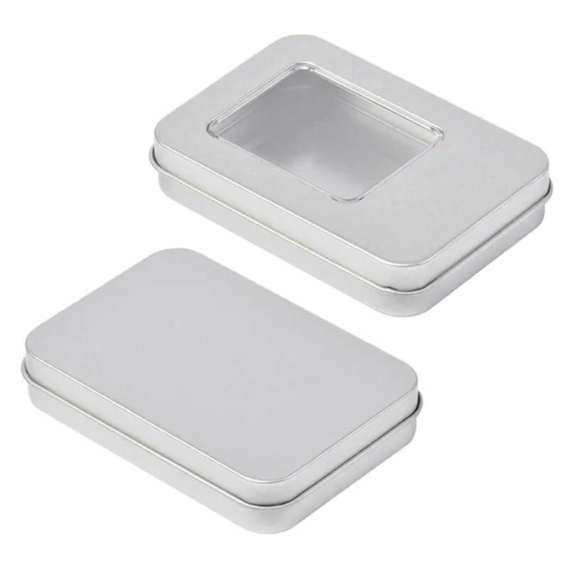 (1шт) Жестяная коробка для хранения игральных карт -пустая коробка с полуоткрытым окошком