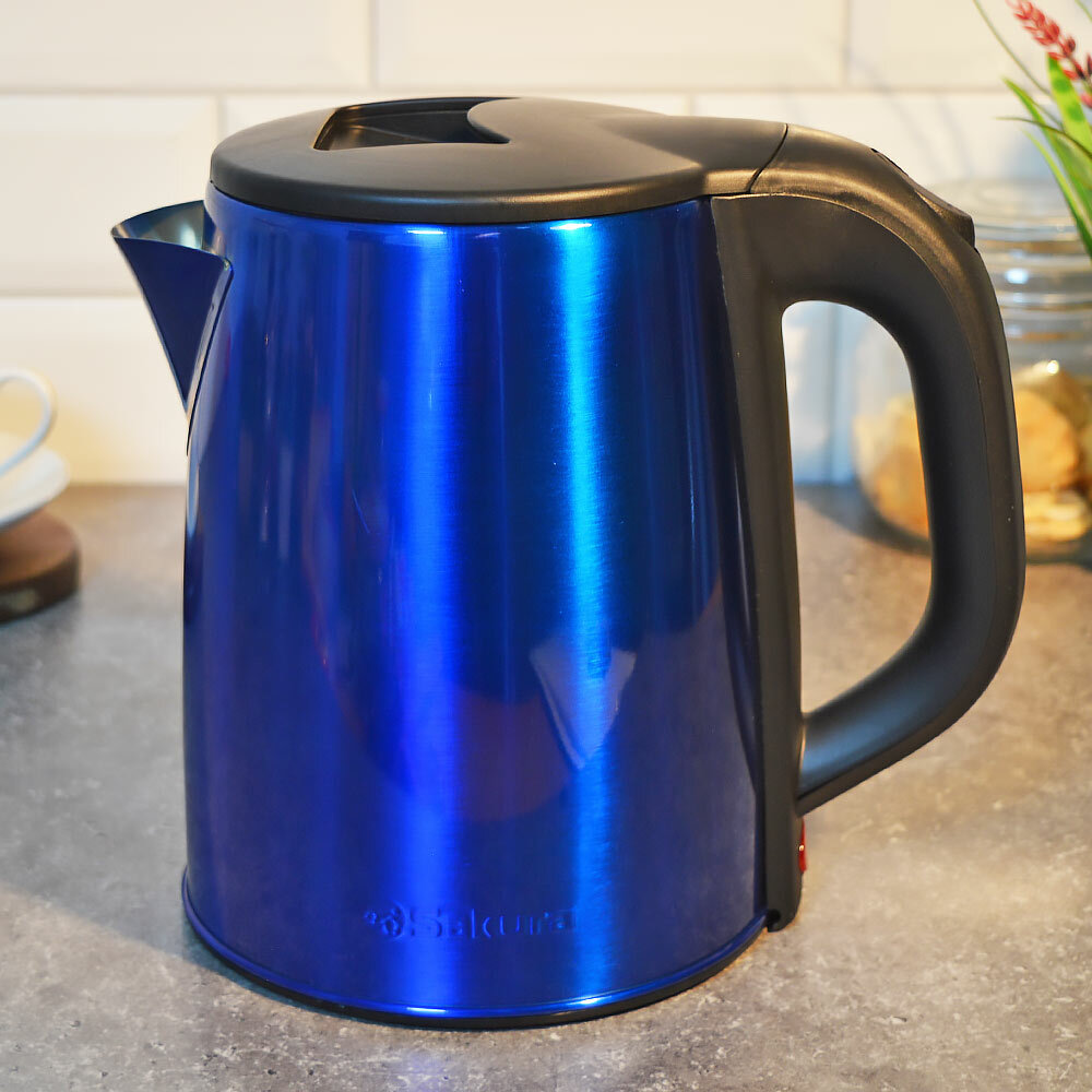 Чайник электрический Sakura SA-2149BL 2л, 1800Вт, автоотключение, синий металлик/черный
