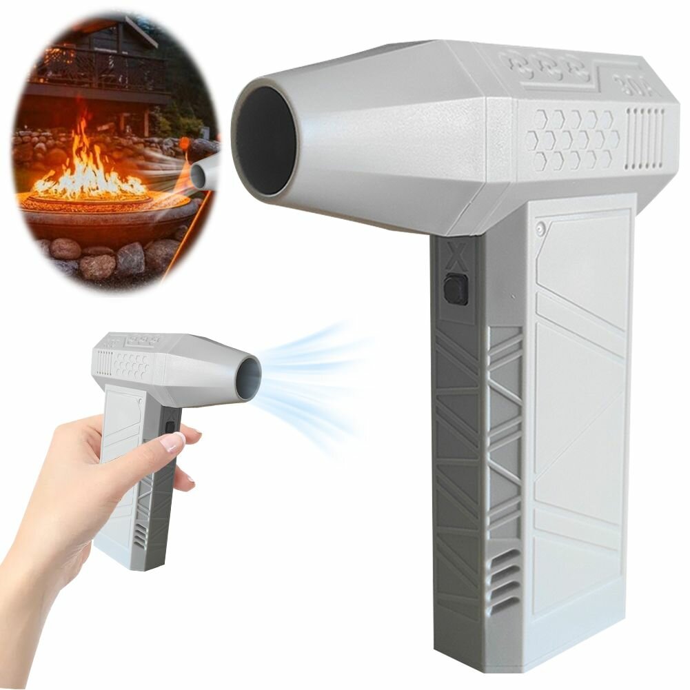 Турбовентилятор с тремя уровнями регулировки скорости, бесщёточным двигателем, аккумулятором и светодиодной подсветкой