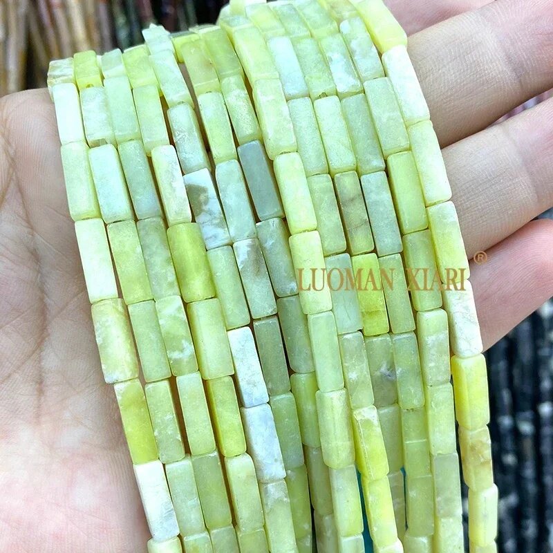 Бусины из натурального камня, 4x13 мм, цвет: lemono jade