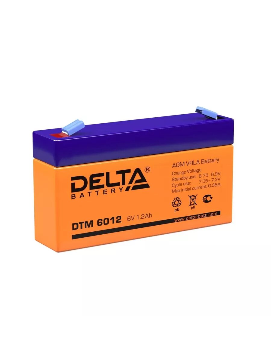 Аккумулятор DELTA DTM 6012 6V 1.2Ач А 96x24x52 унив. пол.