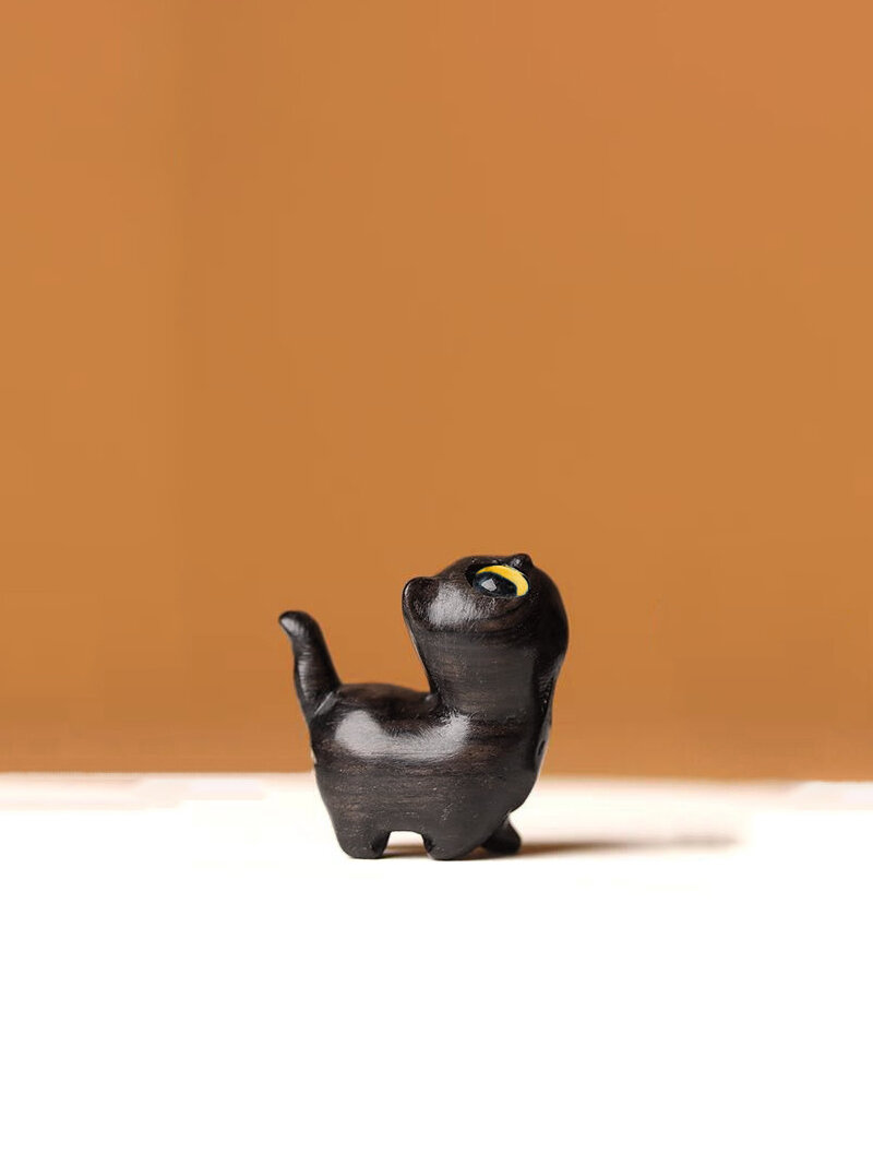 Мини-фигурки кошек из натурального дерева, вырезанные вручную Деревянные фигурки кошечек, Настольный Декор, Аксессуары для украшения дома