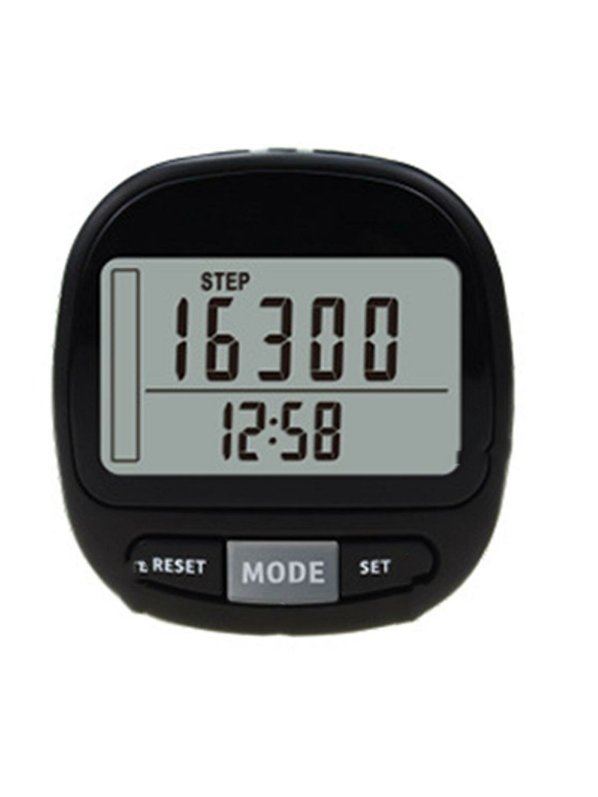 Черный 3D многофункциональный шагомер с большим экраном