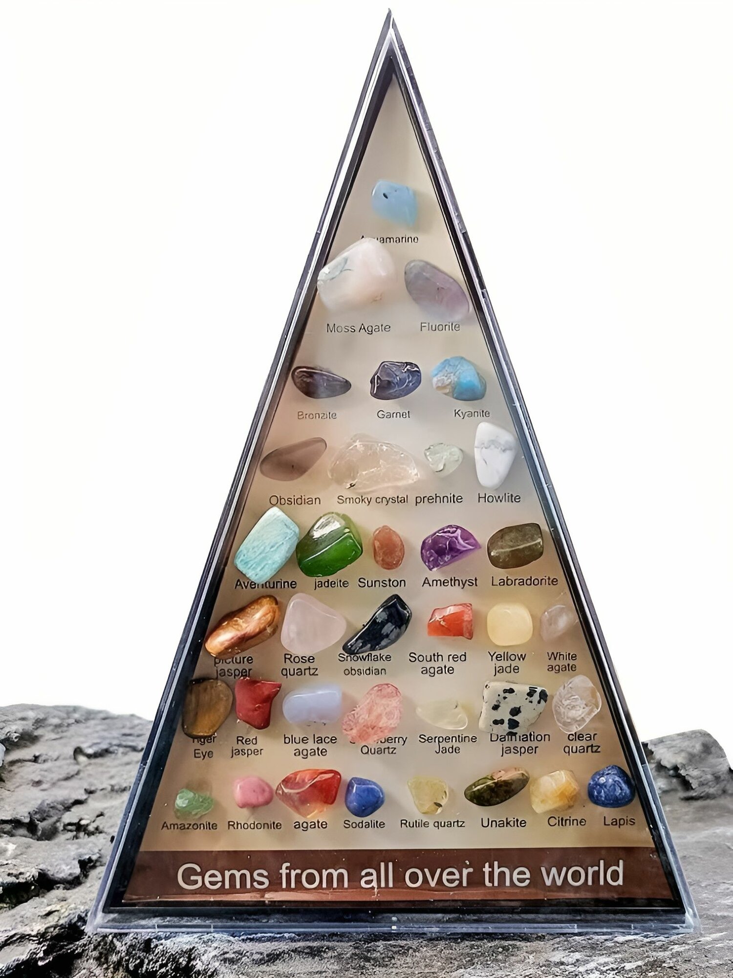 Набор 36 драгоценных камней и минералов Треугольная упаковка Кристаллы для коллекции