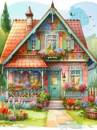 Алмазная картина Фэнтезийный дом Сад Пейзаж 5D DIY Мозаика Круглая дрель Вышивка Распродажа Пейзаж Домашний декор Стразы Подарки