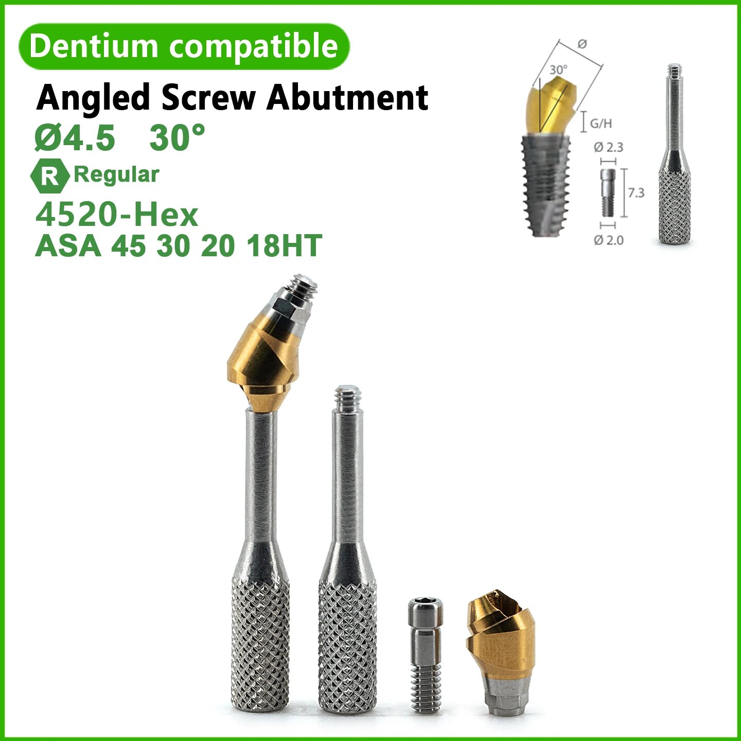 Угловой абатмент Dentium Titanium 15° 30° ASA 45 30 20 18HT