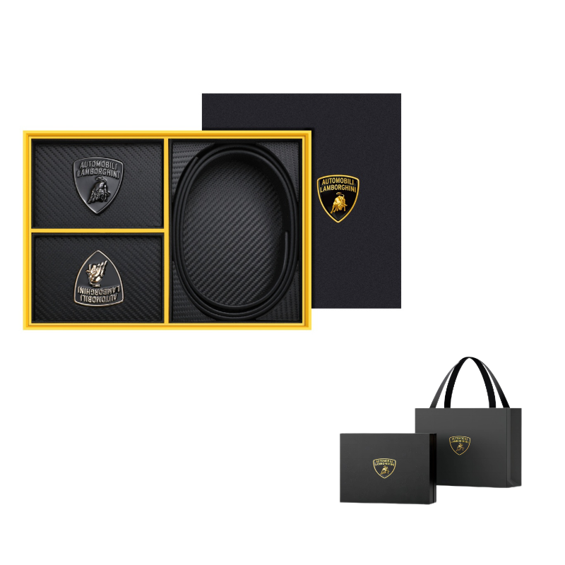 Automobili Lamborghini Cow Leather Belts Men's 3.5cm 130cm