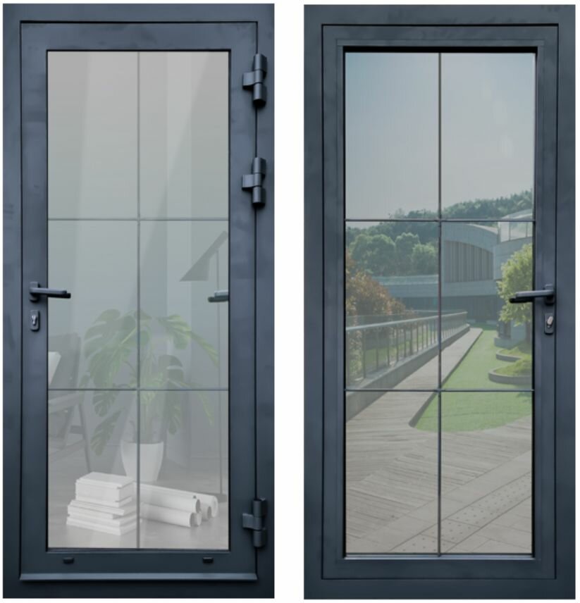 Дверь алюминиевая входная с терморазрывом RAL 7024