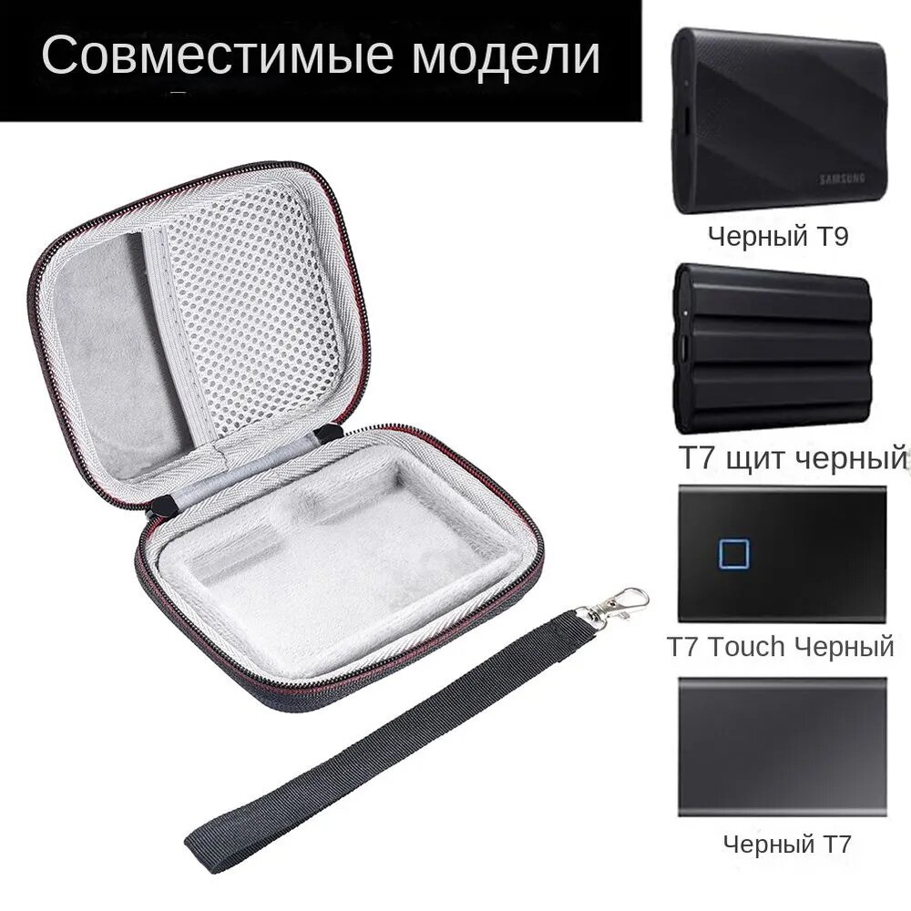 Сумка для внешнего жесткого диска EVA, противоударная портативная сумка для хранения, защитный дорожный чехол для Samsung T7 Shield/T9, портативный SSD