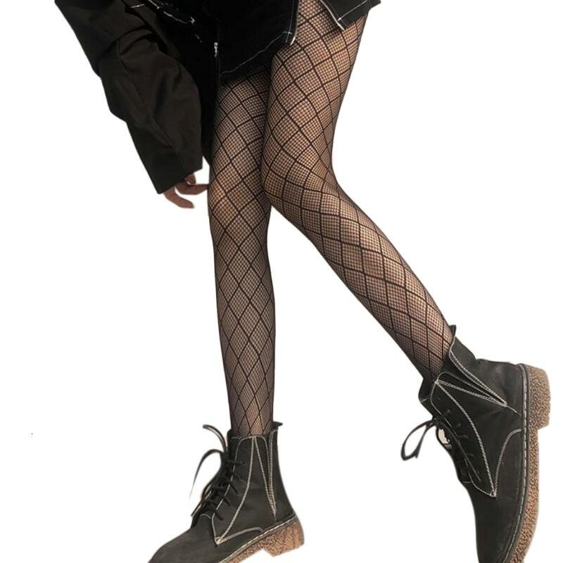 Черные рыболовные колготки, клетчатые колготки
