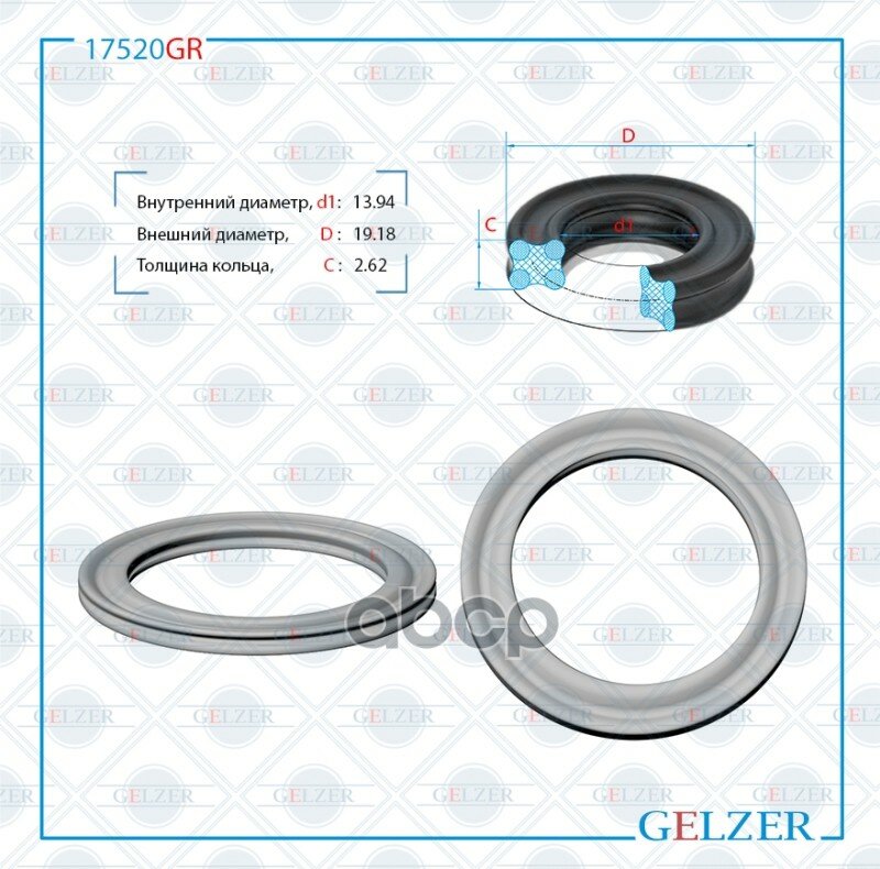 17520GR Резиновое кольцо х-образного сечения 2.62*13.94*19.18 GELZER арт. 17520GR