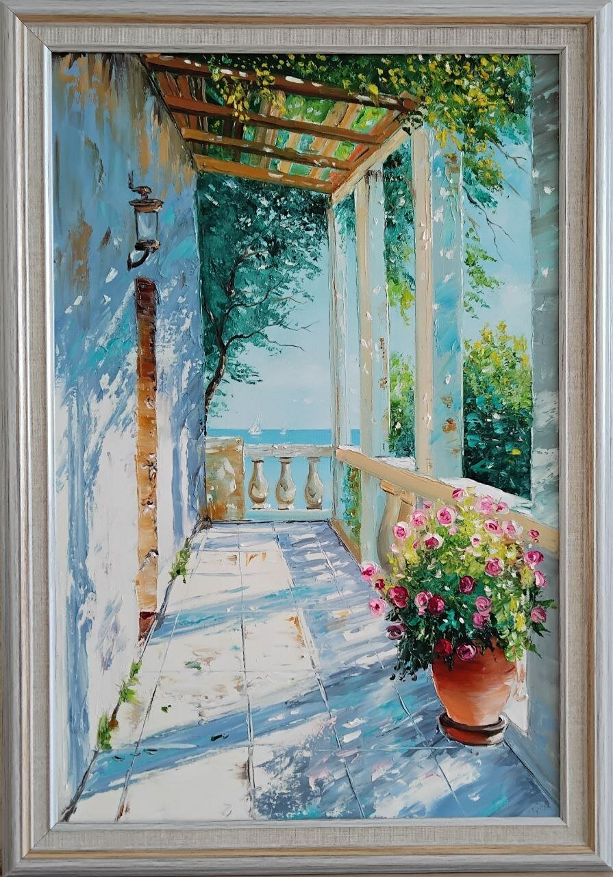 Картина "солнечные искры", авторская живопись, масло, холст, в раме, ручная работа