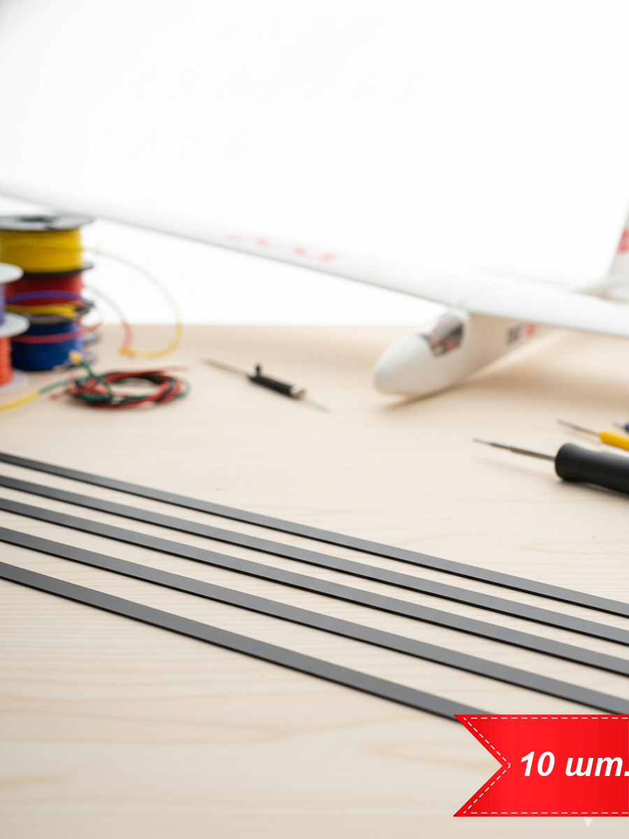 Карбоновая рейка 0,8 х 3 х 1000 мм для RC моделей, упакован в пластиковую тубу (10 шт.)