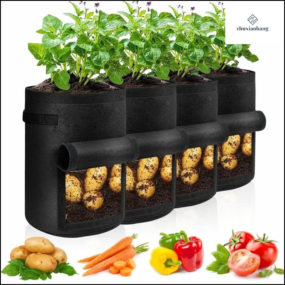 Набор из 4 мешков для выращивания картофеля и овощей, 38 литров, с удобным клапаном и окном для сбора урожая, ==