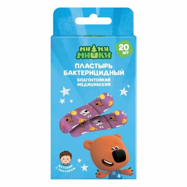 Пластырь влагостойкий детский Ми-ми-мишки 1,9х7,2см 20шт