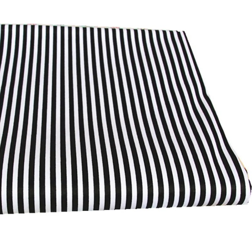 Хлопчатобумажная саржевая полосатая ткань fabcdiy 0.5 м Черный, Black