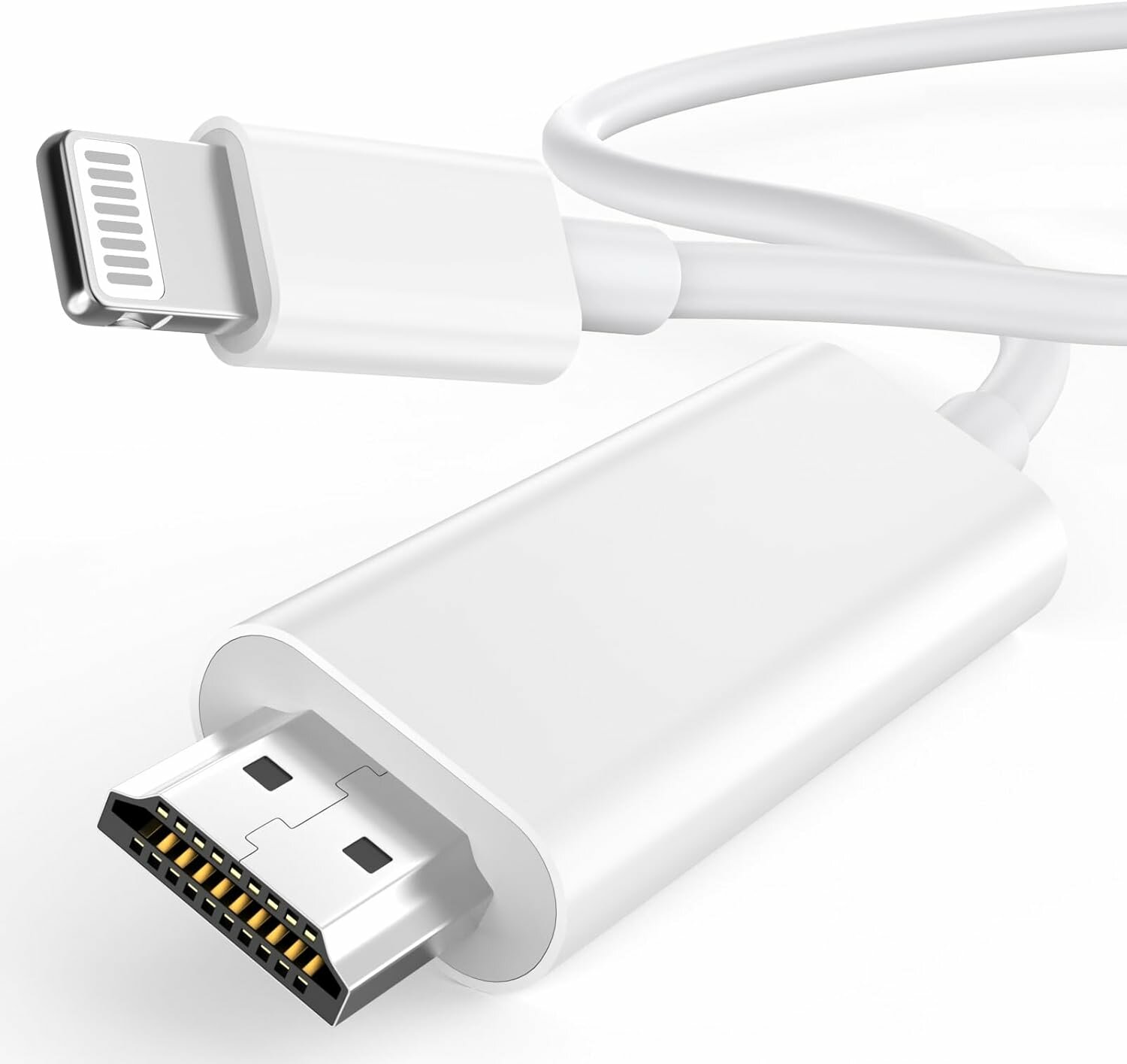 [Сертифицировано Apple MFi] Адаптер Apple Lightning — HDMI для подключения iPhone к телевизору, цифровой AV-адаптер 1080P и разъем для экрана, совместимый с iPhone 14/13/12/11 Pro Max/XS/XR/X/8 для подключения к телевизорам, проекторам и мониторам.