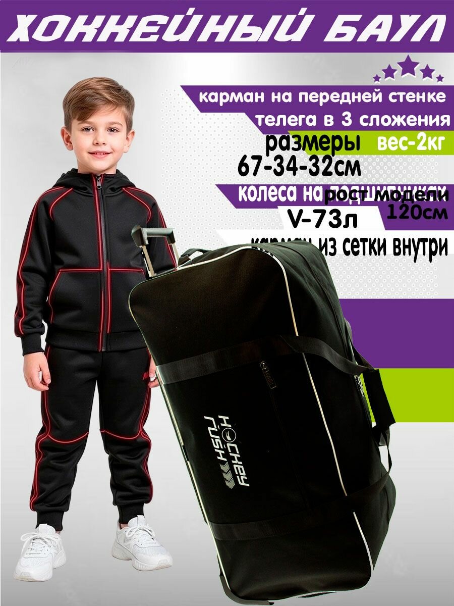 Баул хоккейный BITEX 24-201 детский, черный п. э. черные ручки