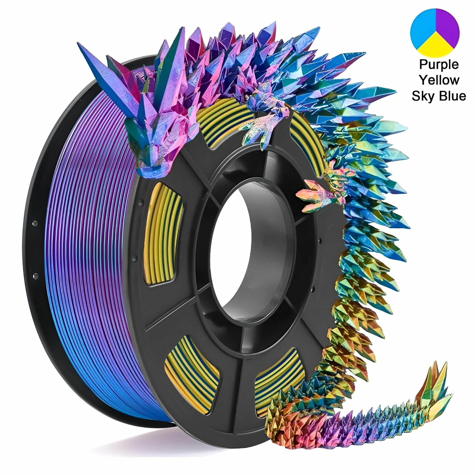 Блестящий трехцветный PLA филамент для 3D-принтера 1,75 мм, 1 кг (золотой, синий, розовый)