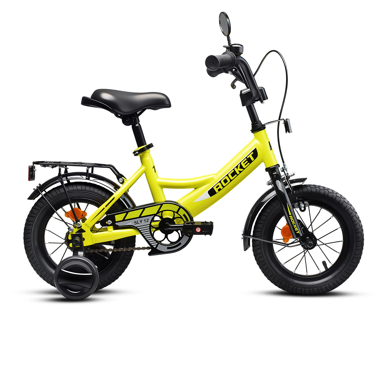 Велосипед ROCKET "Sly", для детей от 3 лет, рама сталь, 12", двойной тормоз, желтый