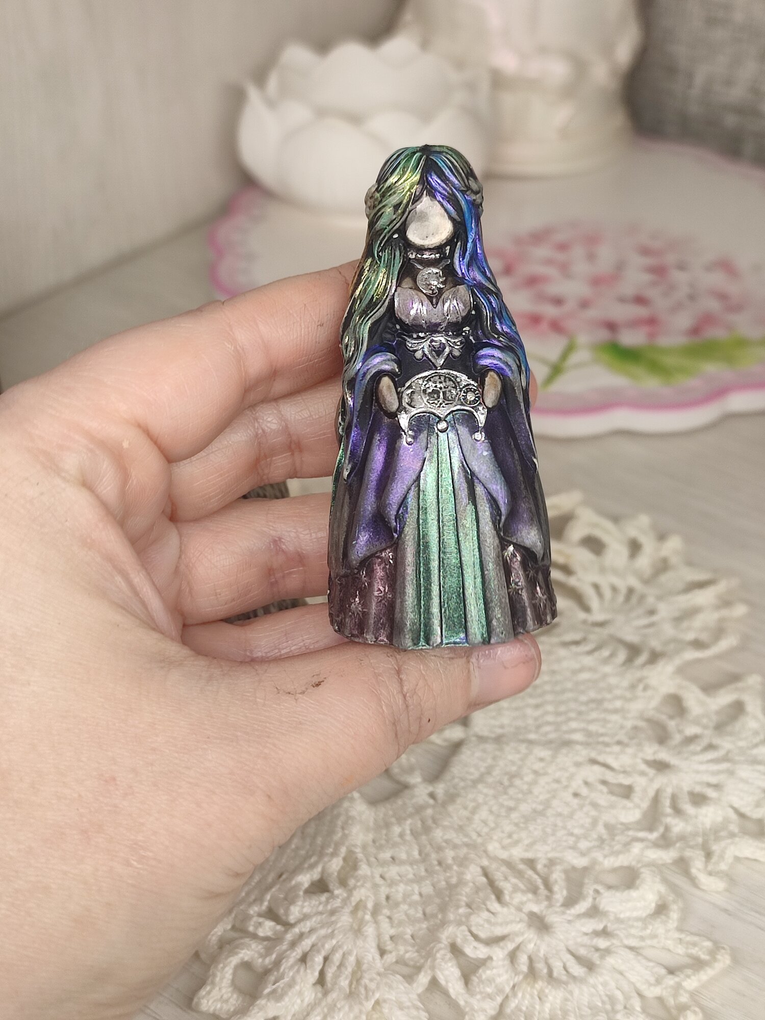 Оберег "Берегиня Лунница", гипс, 1 шт, 7 см, черная