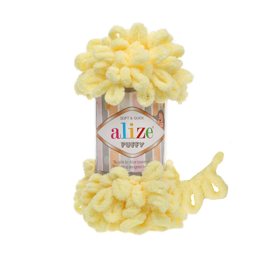 Пряжа для вязания Alize Puffy 13 светло-желтый 100 гр/9,2 м 100% микрополиэстер