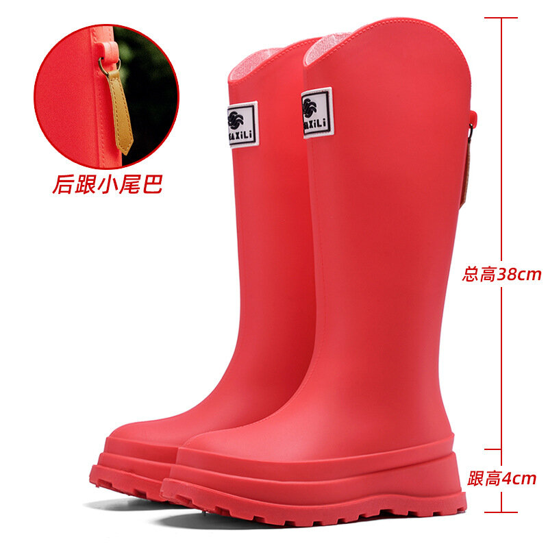 Женские резиновые сапоги, резиновые сапоги в корейском и японском стиле, высокие сапоги для взрослых, осенние и зимние высокие резиновые сапоги, нескользящие, модные резиновые сапоги. Размер обуви. EU:40