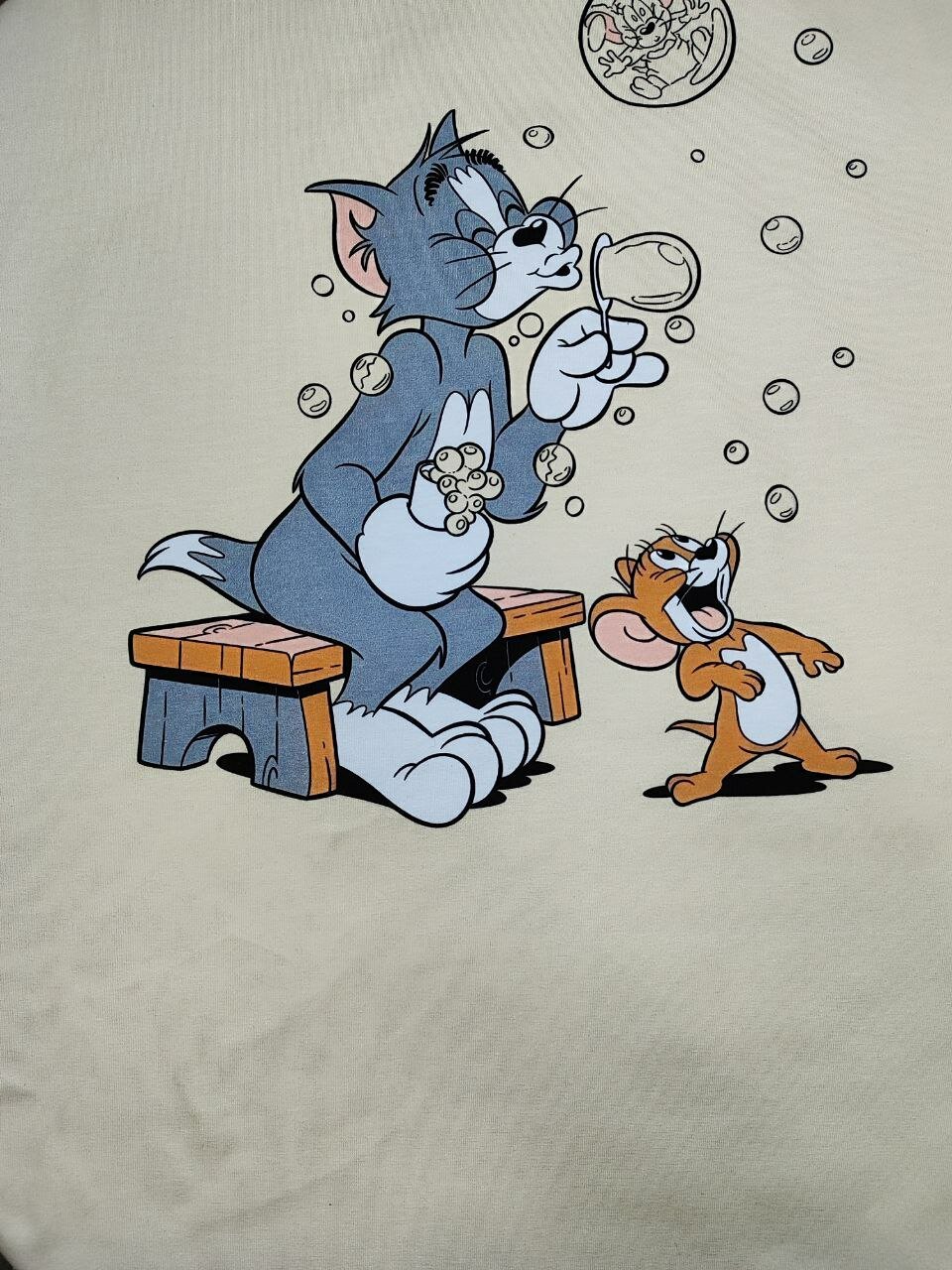 Кулирка с лайкрой "Том и Джерри", купон высотой 0,8м и ш. 1,8м, компакт пенье