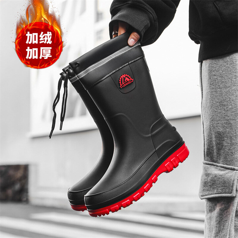 Мужские резиновые сапоги, размер 39-47, очень большие, водонепроницаемые, нескользящие, до середины икры, новый стиль, подходят для кухни и рыбалки. Размер обуви. EU:47