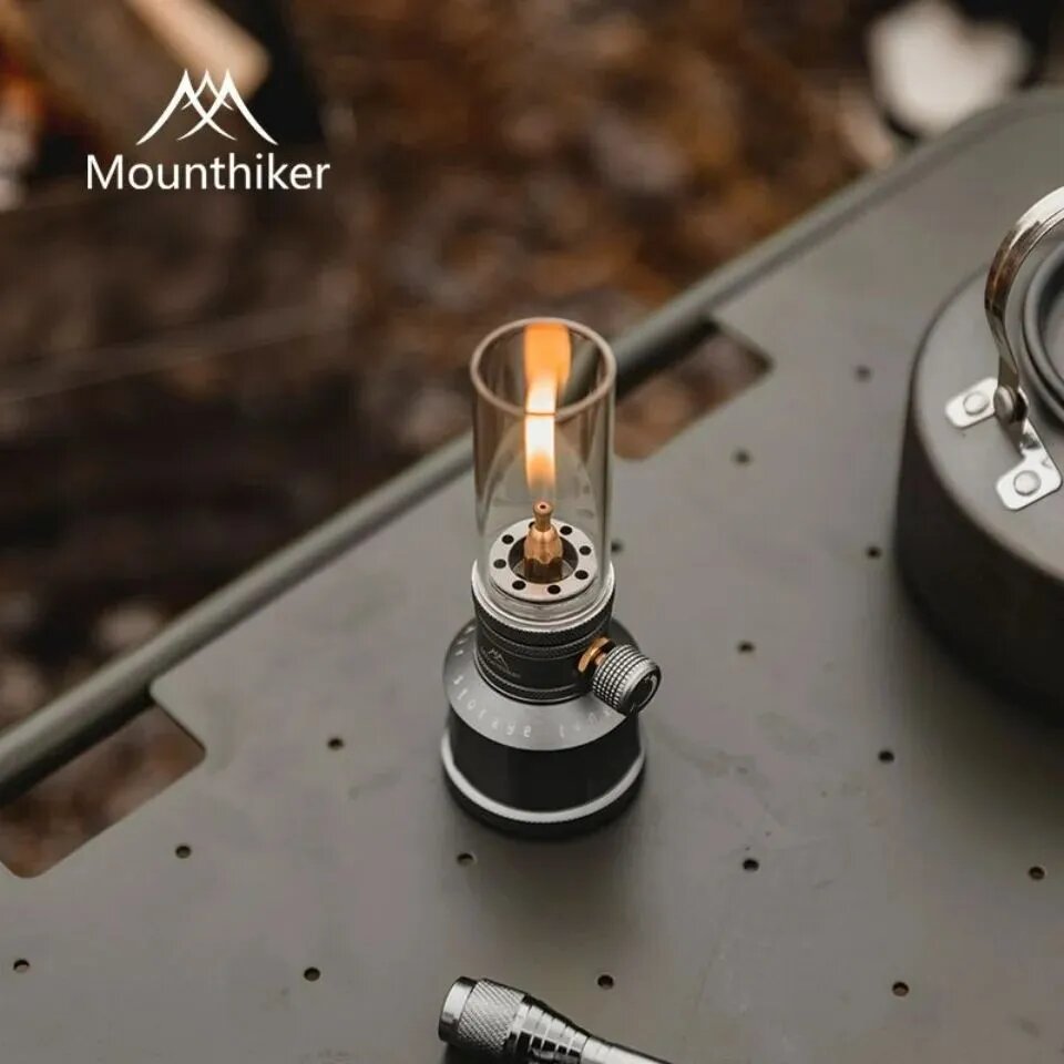 Туристическая газовая лампа MountHiker для походов и кемпинга, стекло, серый металлик