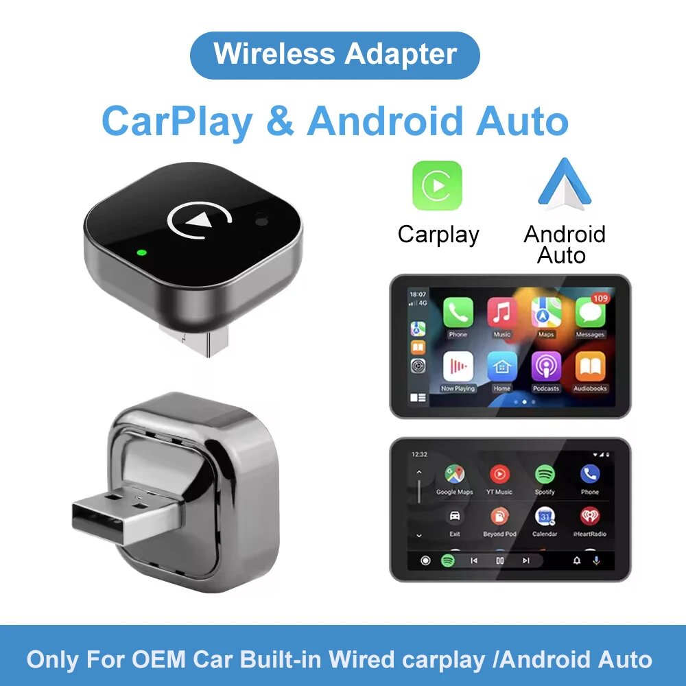 Беспроводной адаптер CarPlay/Android Auto 2-в-1, Цвет: CP AA