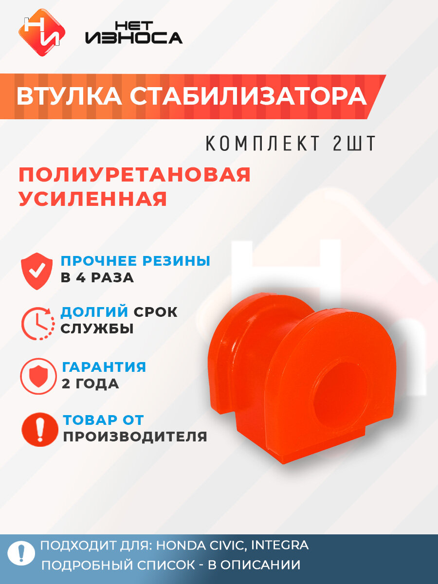 Втулка стабилизатора усиленная полиуретановая передняя Нет Износа NB081-2 Honda Civic, Integra