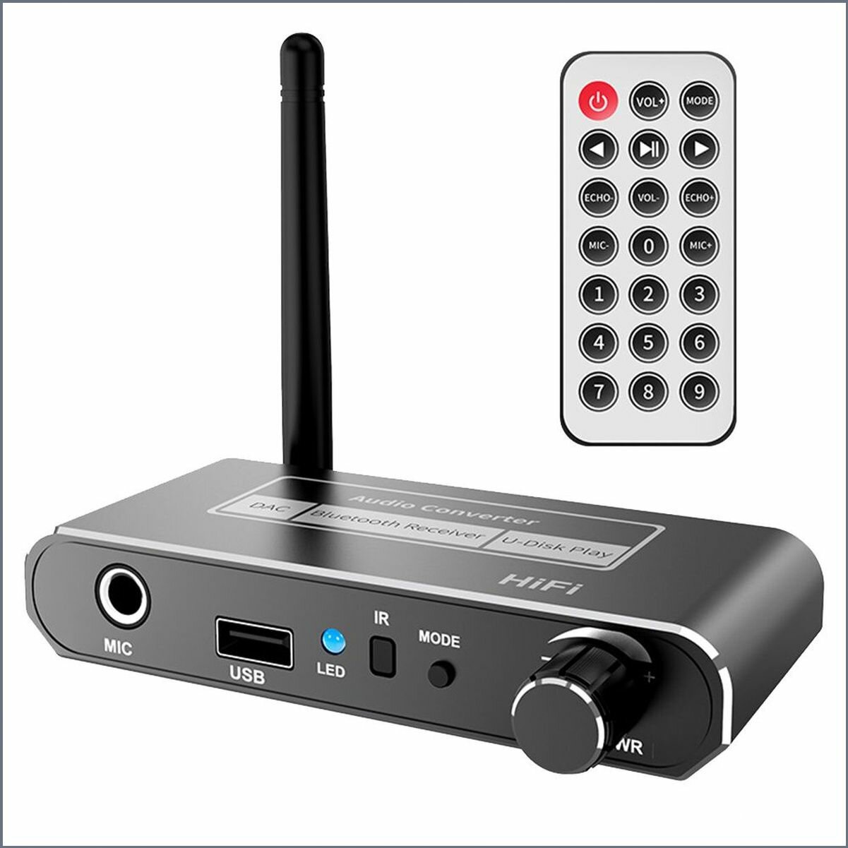 Беспроводной HIFI-конвертер Bluetooth 5.2, аудиоприемник, коаксиальный к R/L 3,5 мм Aux-адаптеру с микрофоном U Disk Play