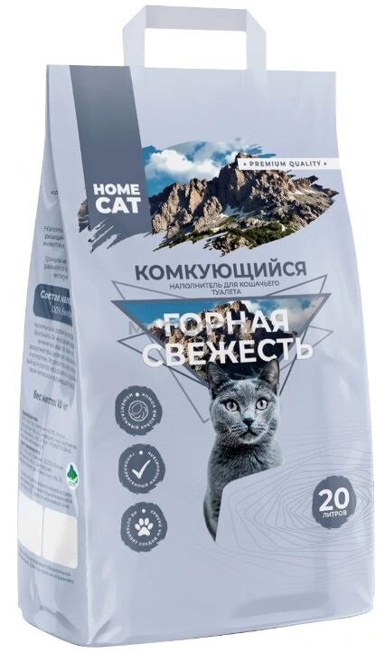 HOMECAT Комкующийся наполнитель Горная свежесть для кошачьего туалета, 10кг 10 кг