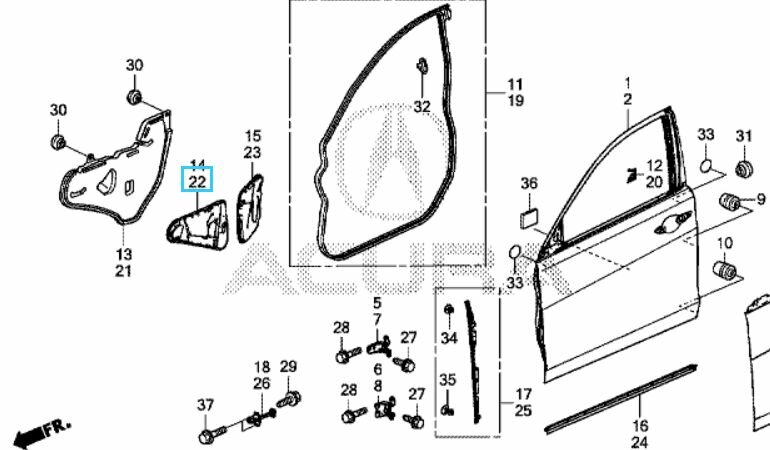 Перегородка A, лев. передн. дверная панель; Артикул Honda/Acura: 72362TZ3A01 (Оригинал)